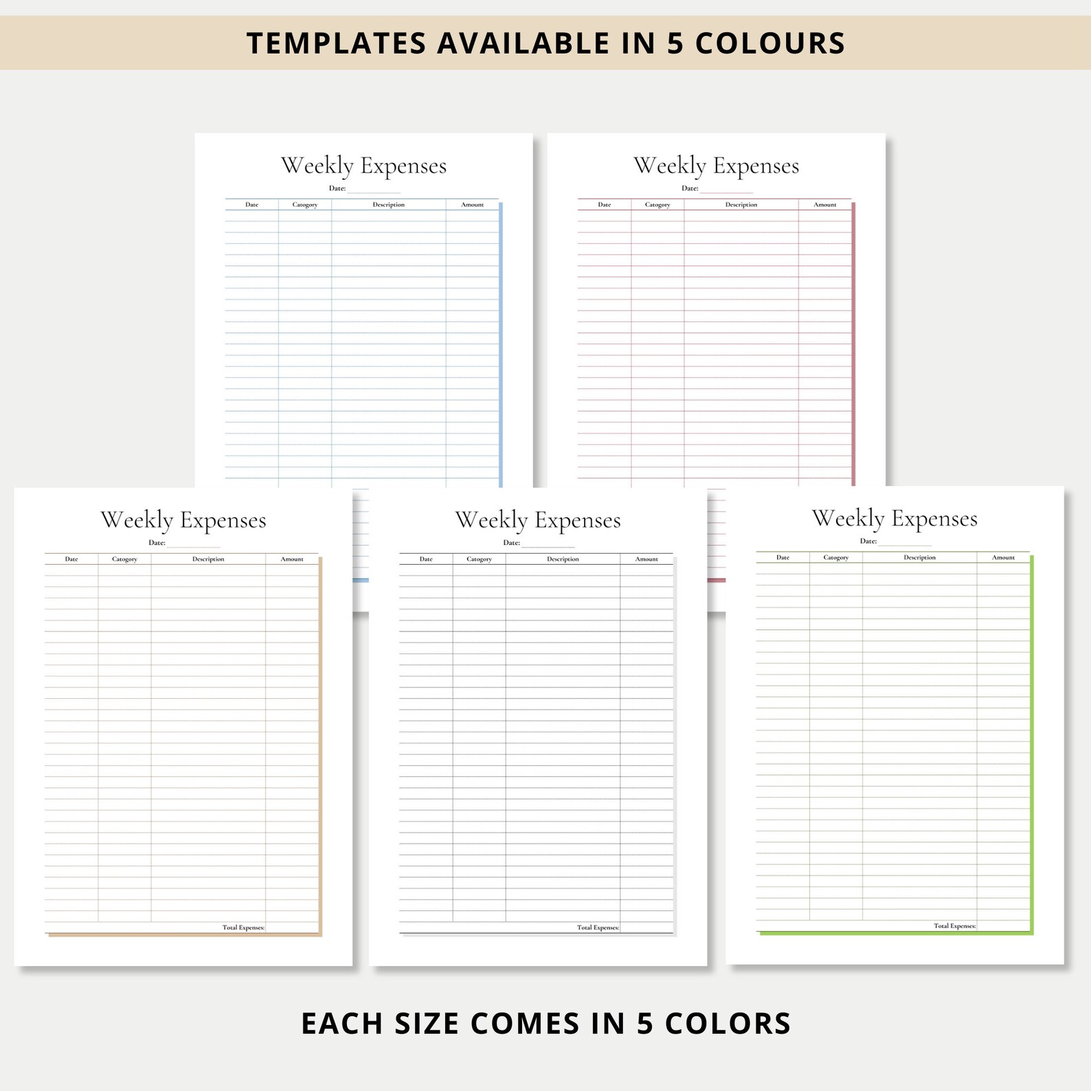 Weekly Expense Tracker Printable & Fillable Expense Sheet - Etsy