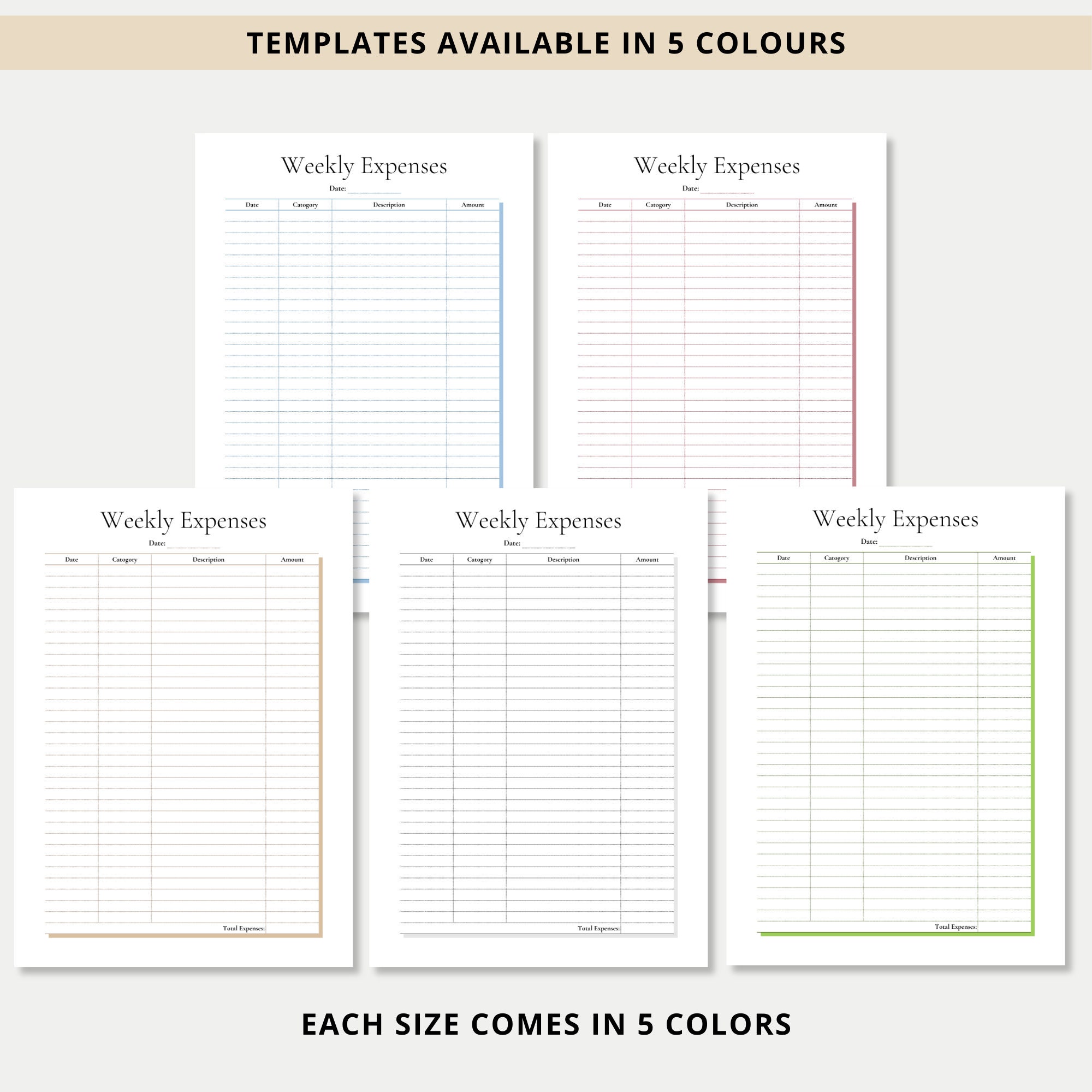 Weekly Expense Tracker Printable & Fillable, Expense Sheet Tracker ...