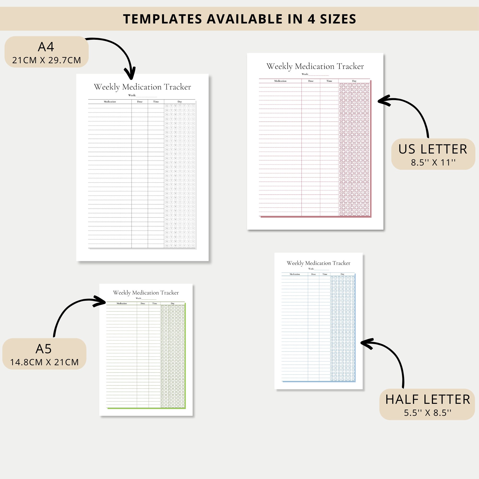 Weekly Medication Tracker Printable & Fillable, Medication Log, Daily ...