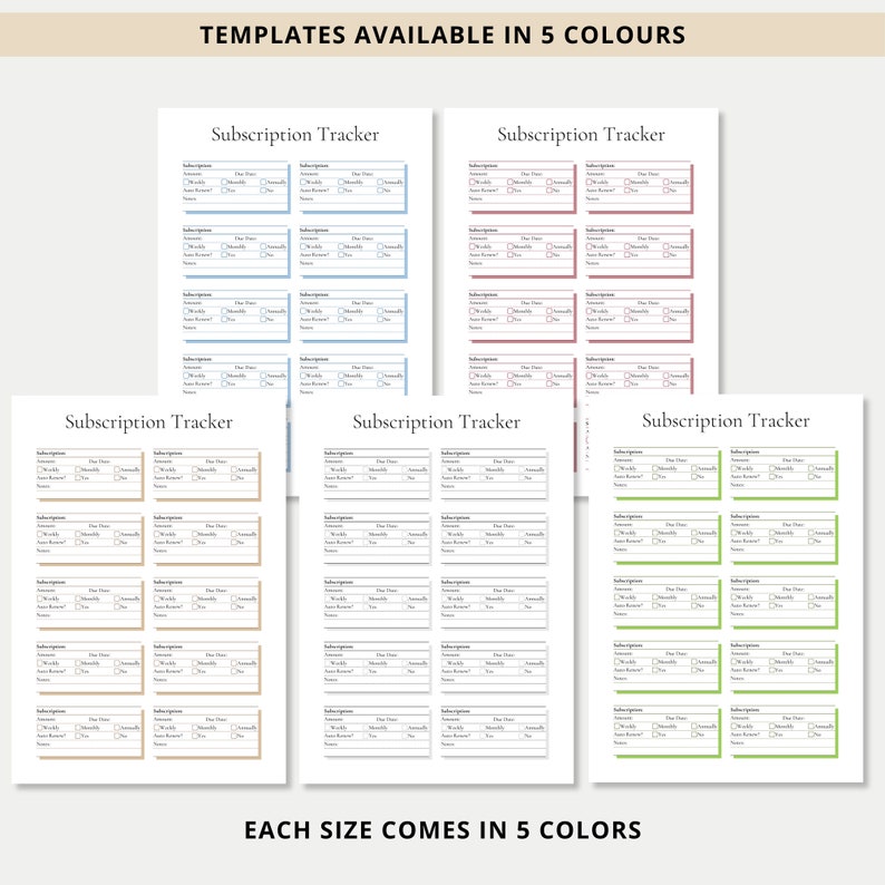 Subscription Tracker Printable & Fillable, Monthly Subscription ...