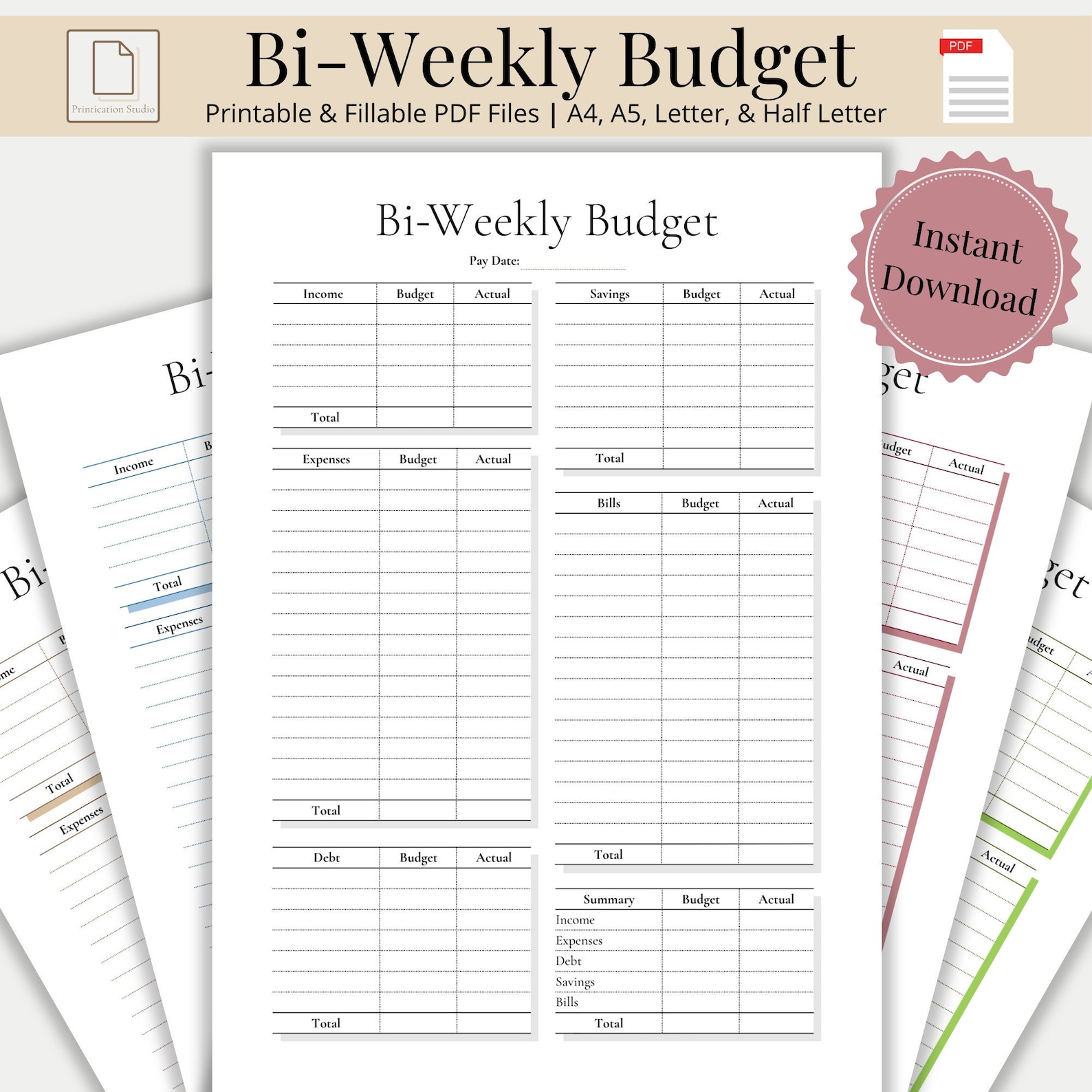 Bi-weekly Budget Planner Printable & Fillable Template, Biweekly ...