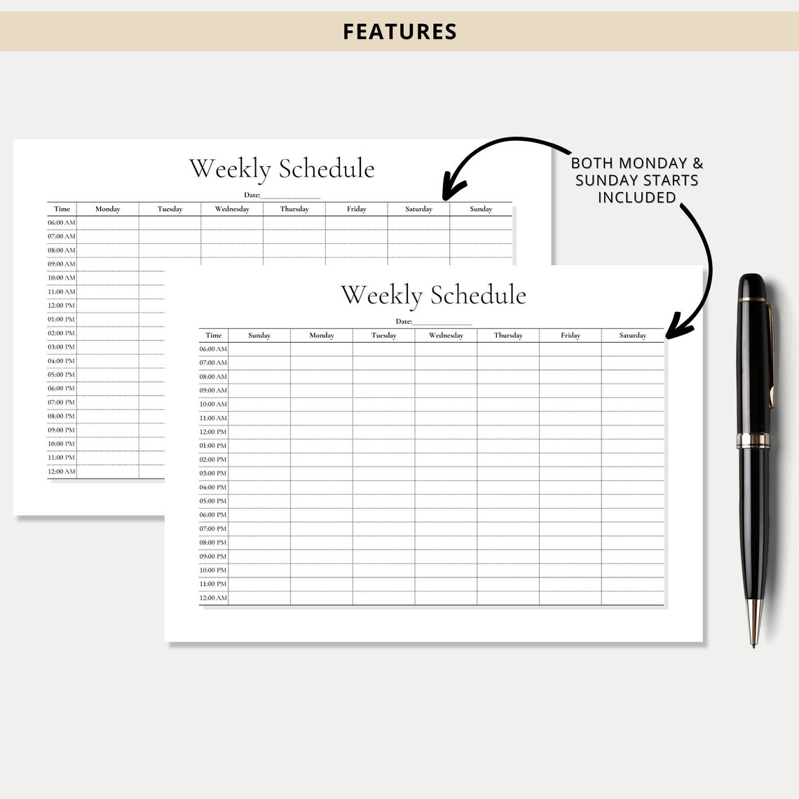 Hourly Weekly Schedule Printable & Fillable, Hourly Weekly Planner ...