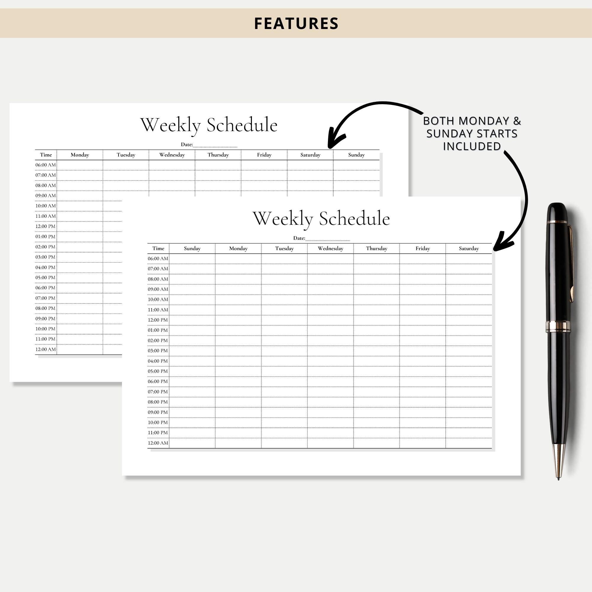 Hourly Weekly Schedule Printable & Fillable, Hourly Weekly Planner ...