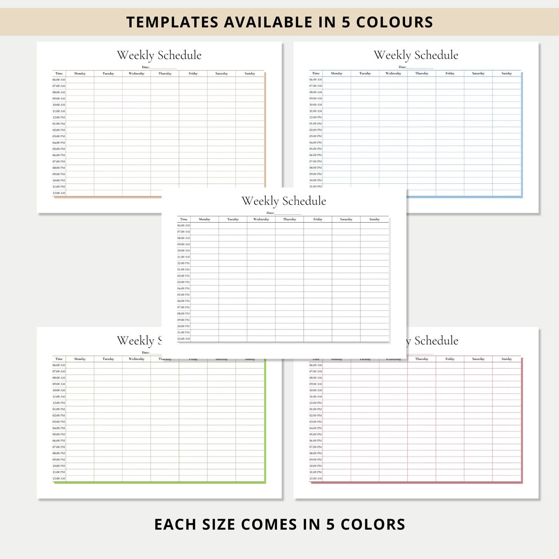 Hourly Weekly Schedule Printable & Fillable, Hourly Weekly Planner ...