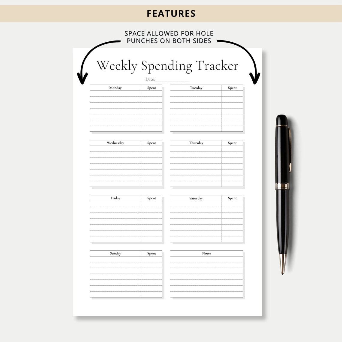 Weekly Spending Tracker Printable & Fillable, Expense Tracker, Daily ...