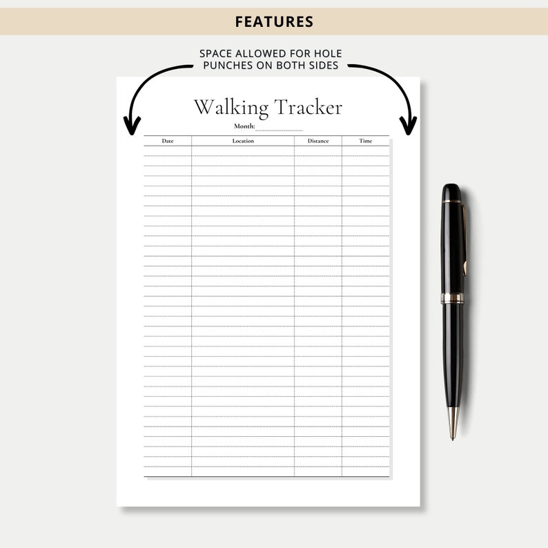 Walking Tracker Printable & Fillable, Step Tracker, Exercise Log, Daily ...