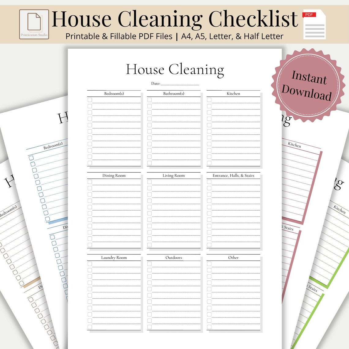 House Cleaning Checklist Printable & Fillable, Deep Cleaning Checklist ...