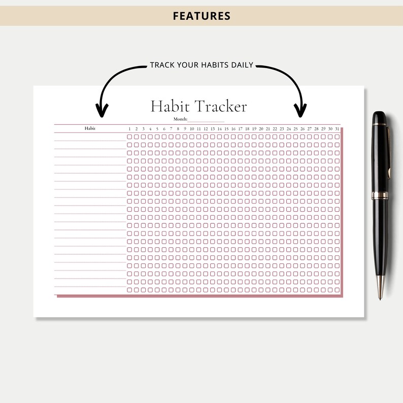 31 Day Habit Tracker Printable & Fillable, Monthly Habit Tracker Sheet ...