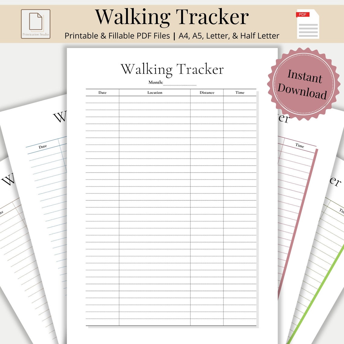 Walking Tracker Printable & Fillable, Step Tracker, Exercise Log, Daily ...