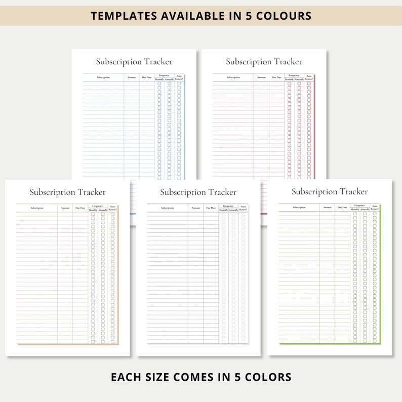 Subscription Tracker Printable & Fillable, Monthly Subscription ...
