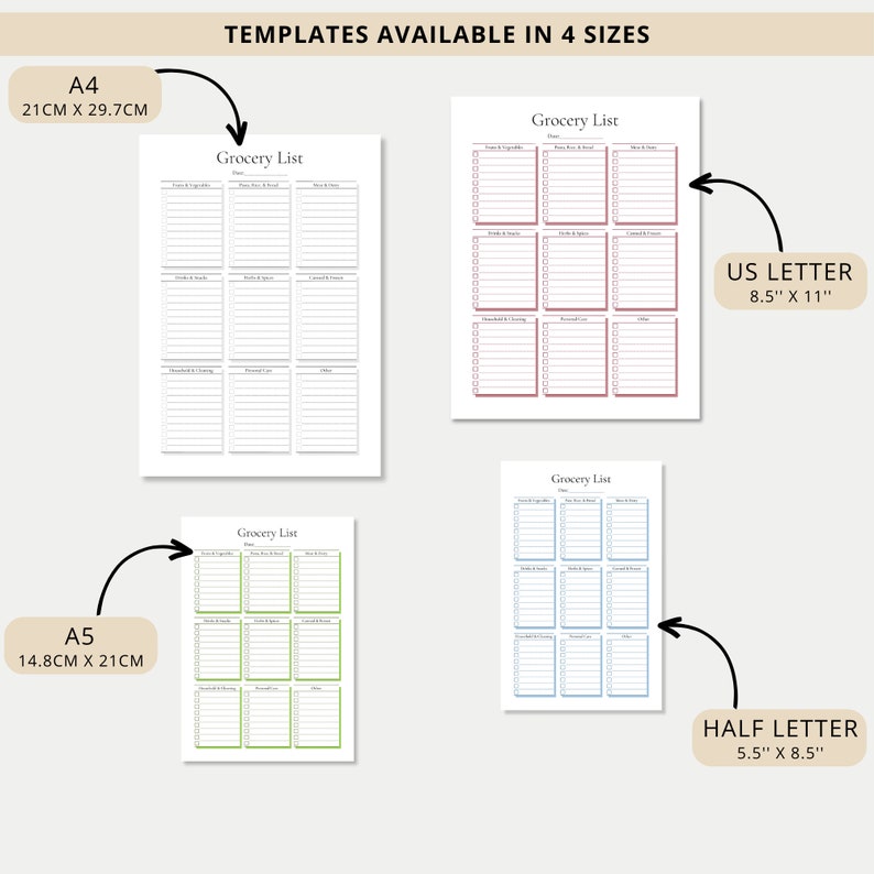 Grocery List Printable & Fillable, Grocery List Template With ...