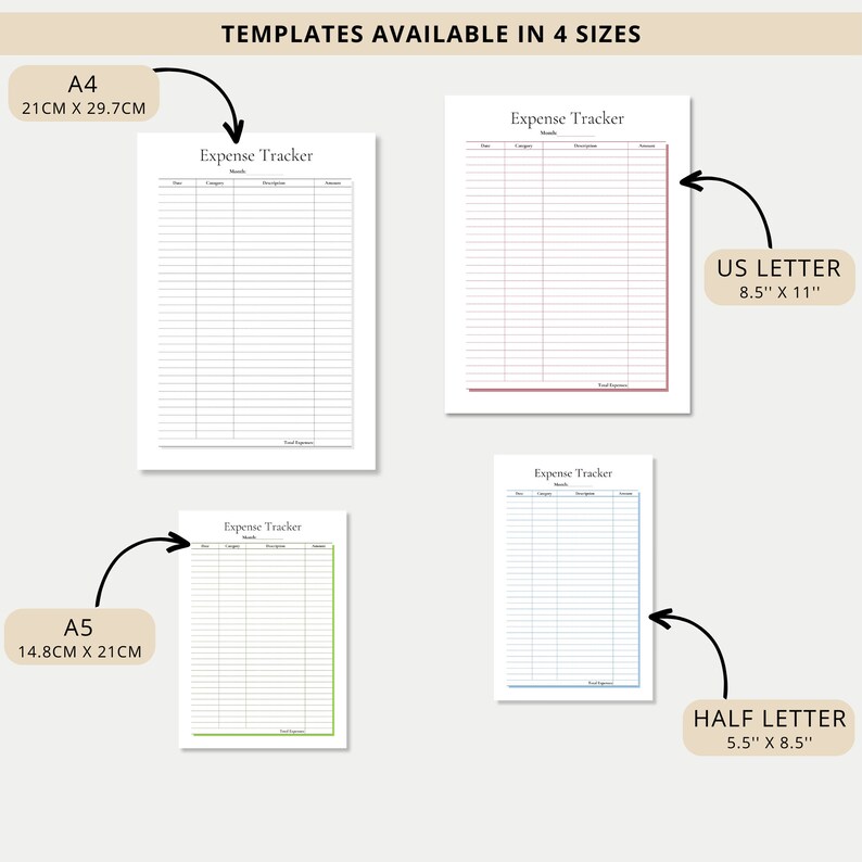 Expense Tracker Printable & Fillable Business Expense Log, Expense ...