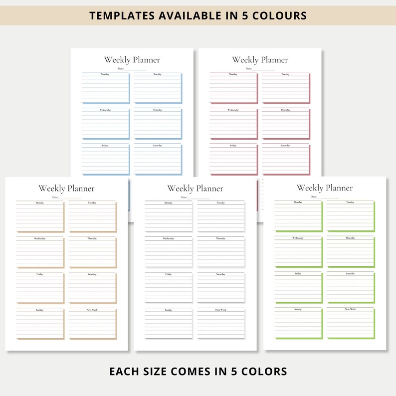 Weekly Planner Printable & Fillable, Weekly Agenda, Weekly Overview ...
