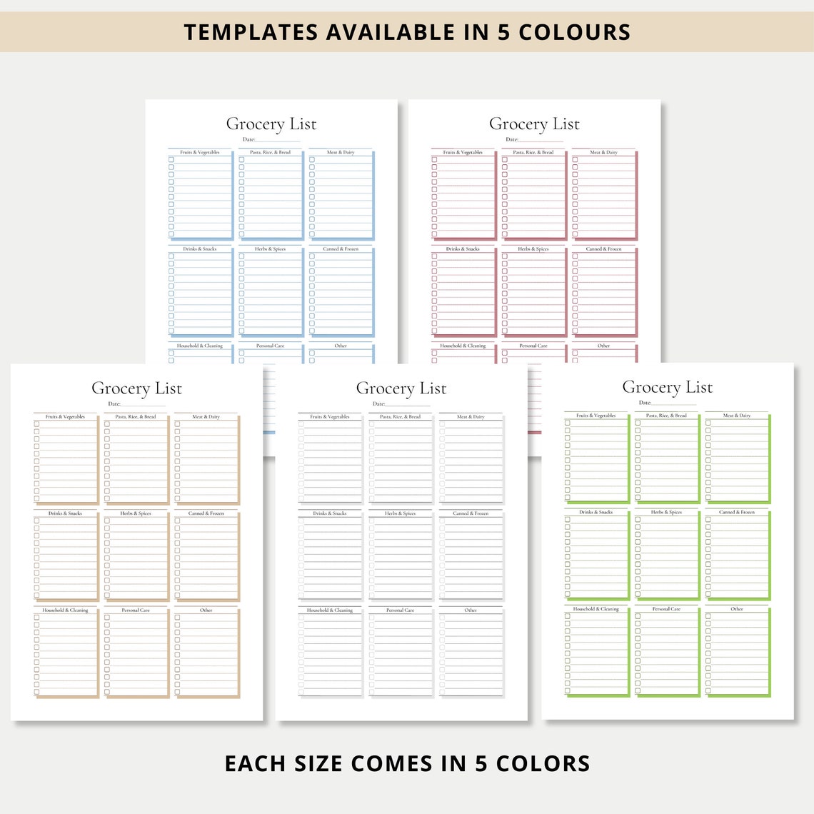 Grocery List Printable & Fillable, Grocery List Template With ...