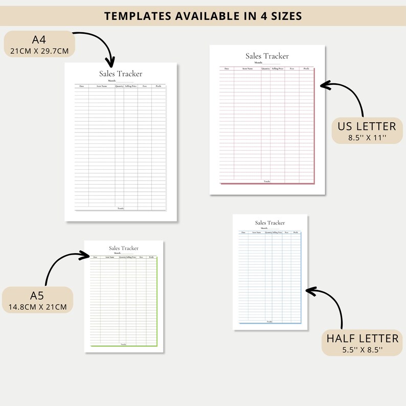 Sales Tracker Printable & Fillable, Small Business Sales Template ...