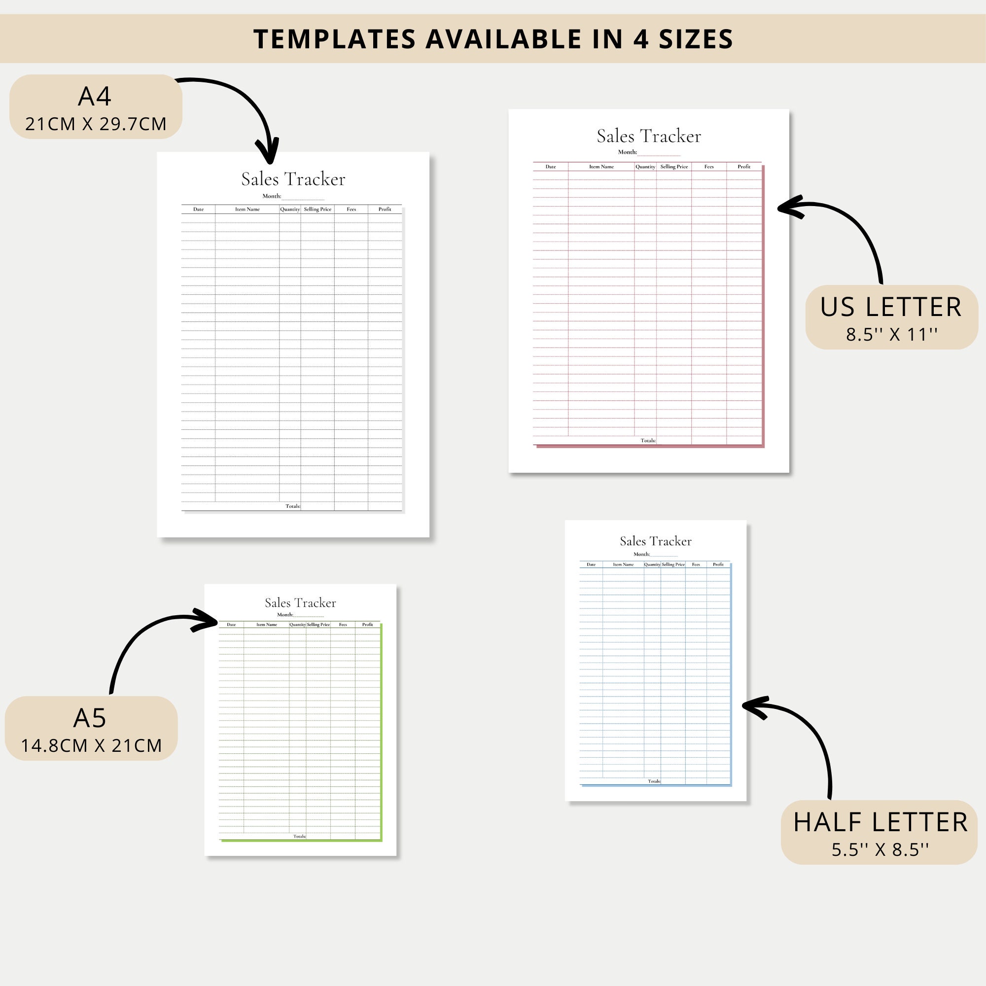 Sales Tracker Printable & Fillable, Small Business Sales Template ...