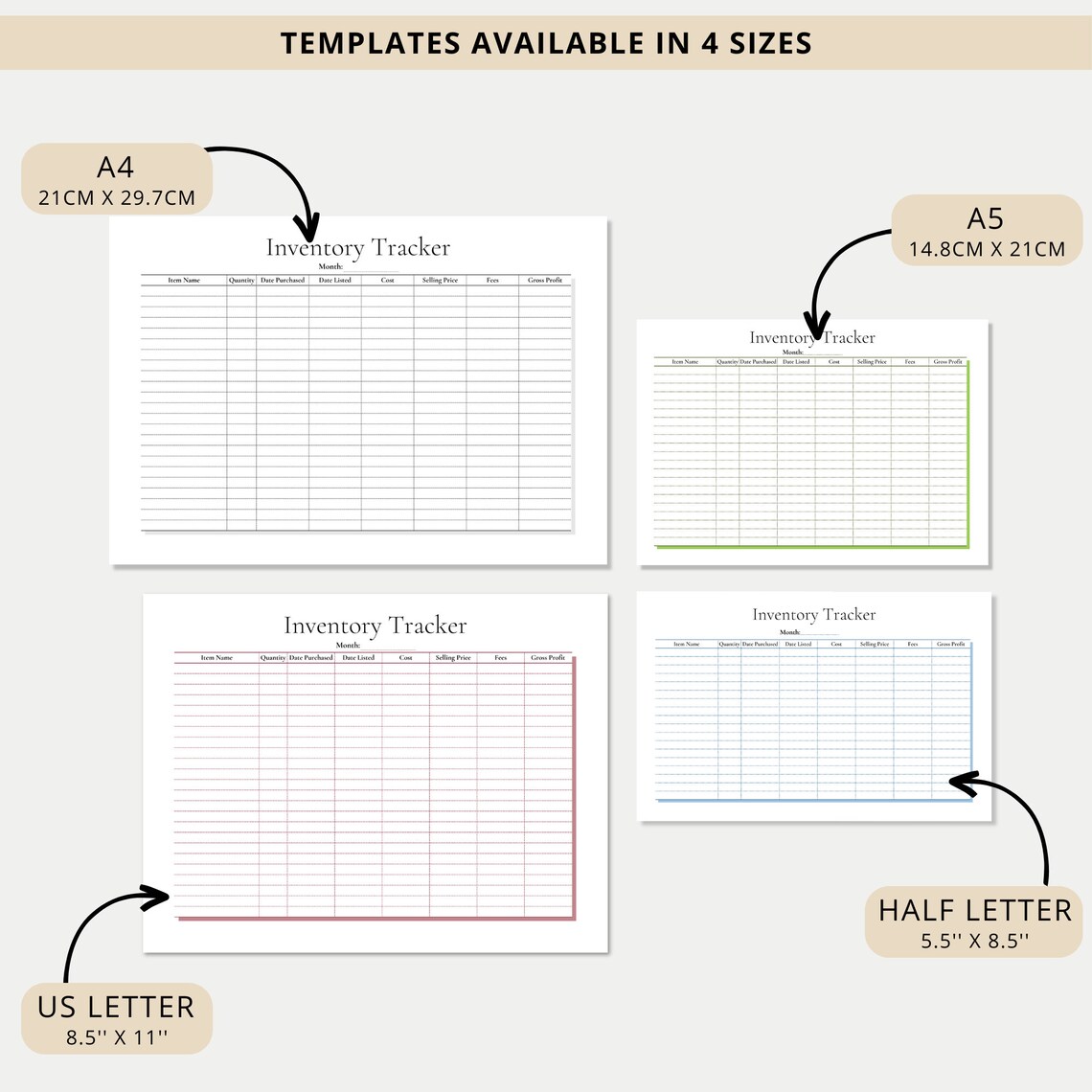 Inventory Tracker Sheet Printable & Fillable, Product Inventory Log ...