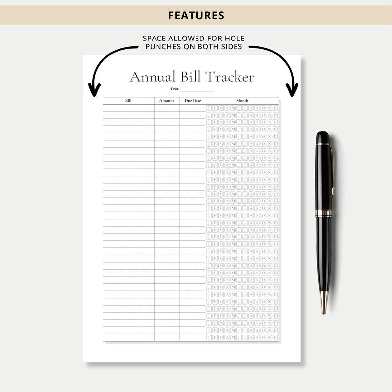Annual Bill Tracker Printable & Fillable, Yearly Bill Planner, Monthly ...