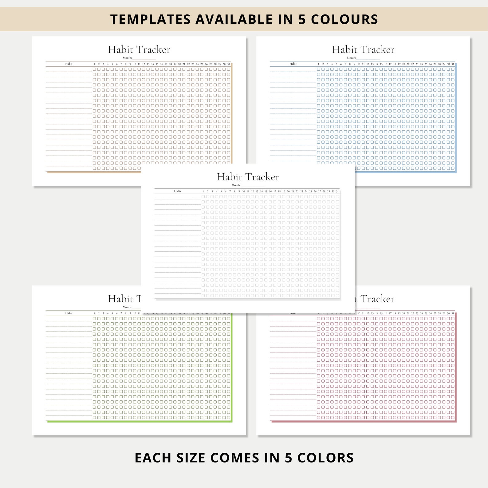 31 Day Habit Tracker Printable & Fillable Monthly Habit - Etsy Canada