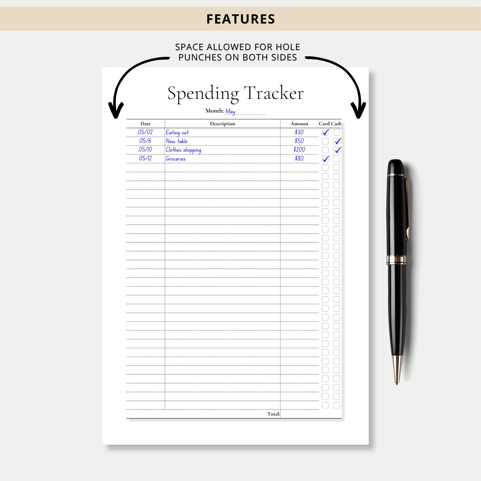 Spending Tracker Printable & Fillable, Digital Spending Tracker ...