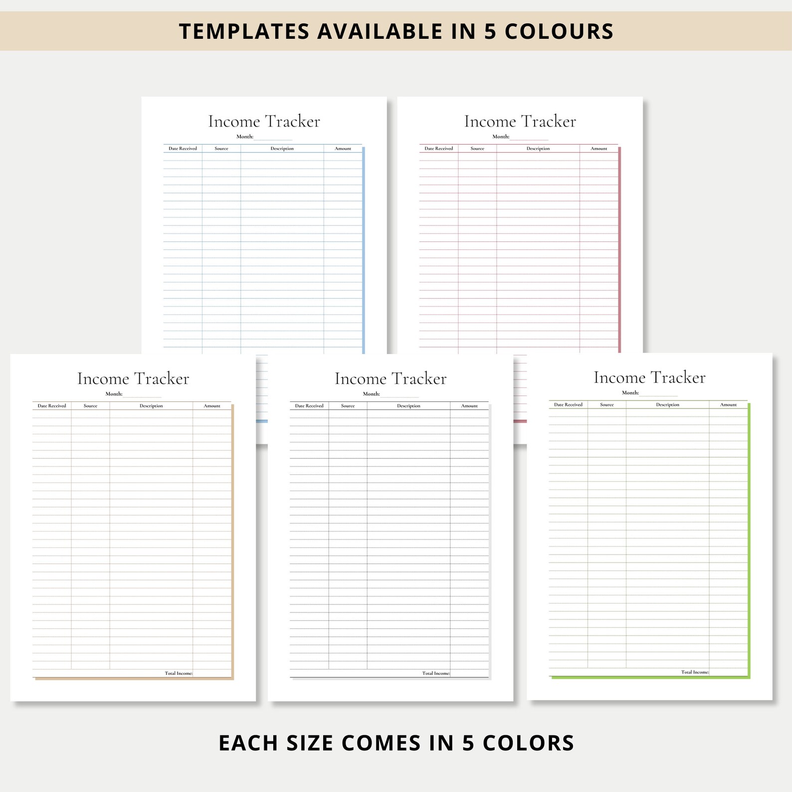 Income Tracker Sheet Printable & Fillable Income Statement, Income Log ...
