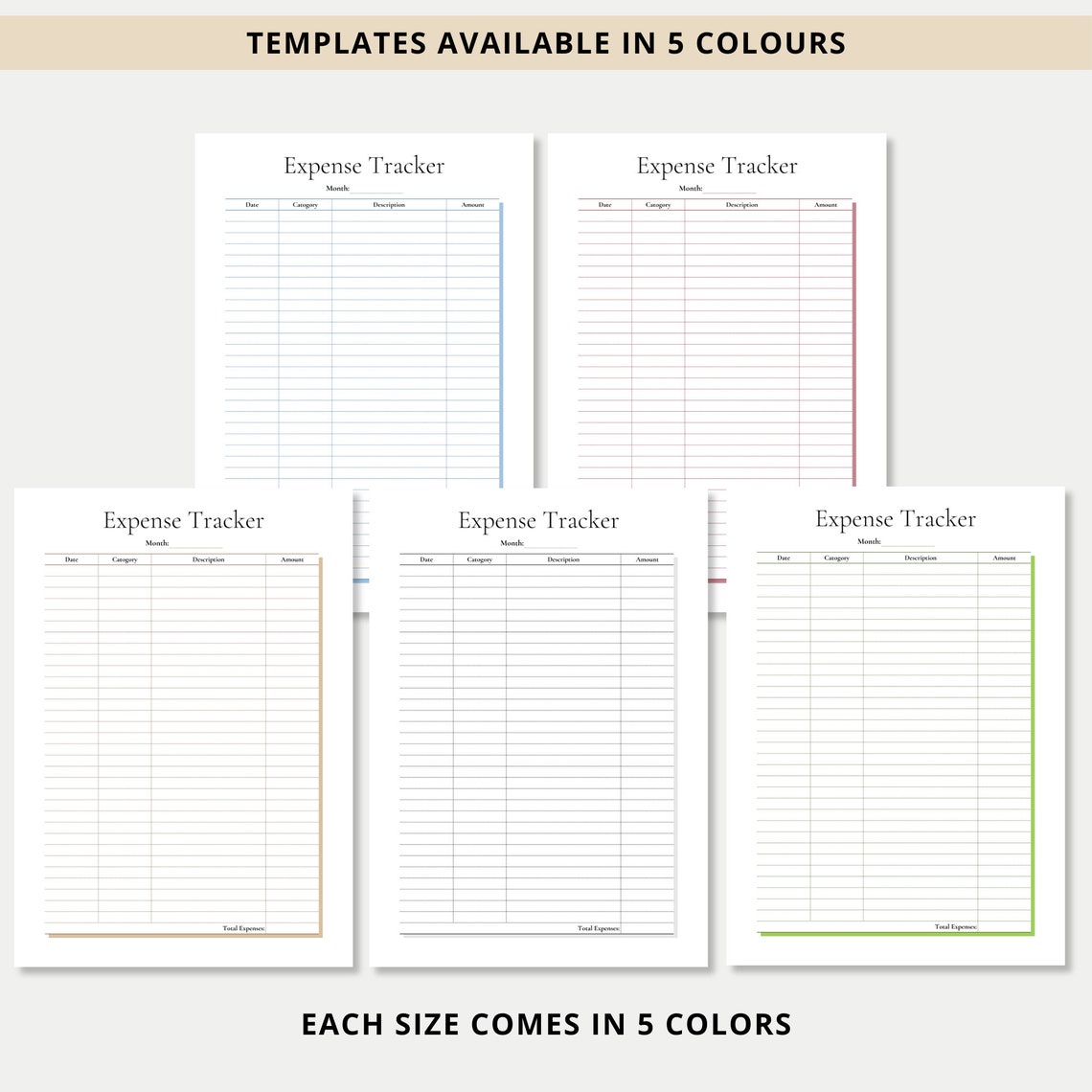 Expense Tracker Printable & Fillable Business Expense Log, Expense ...