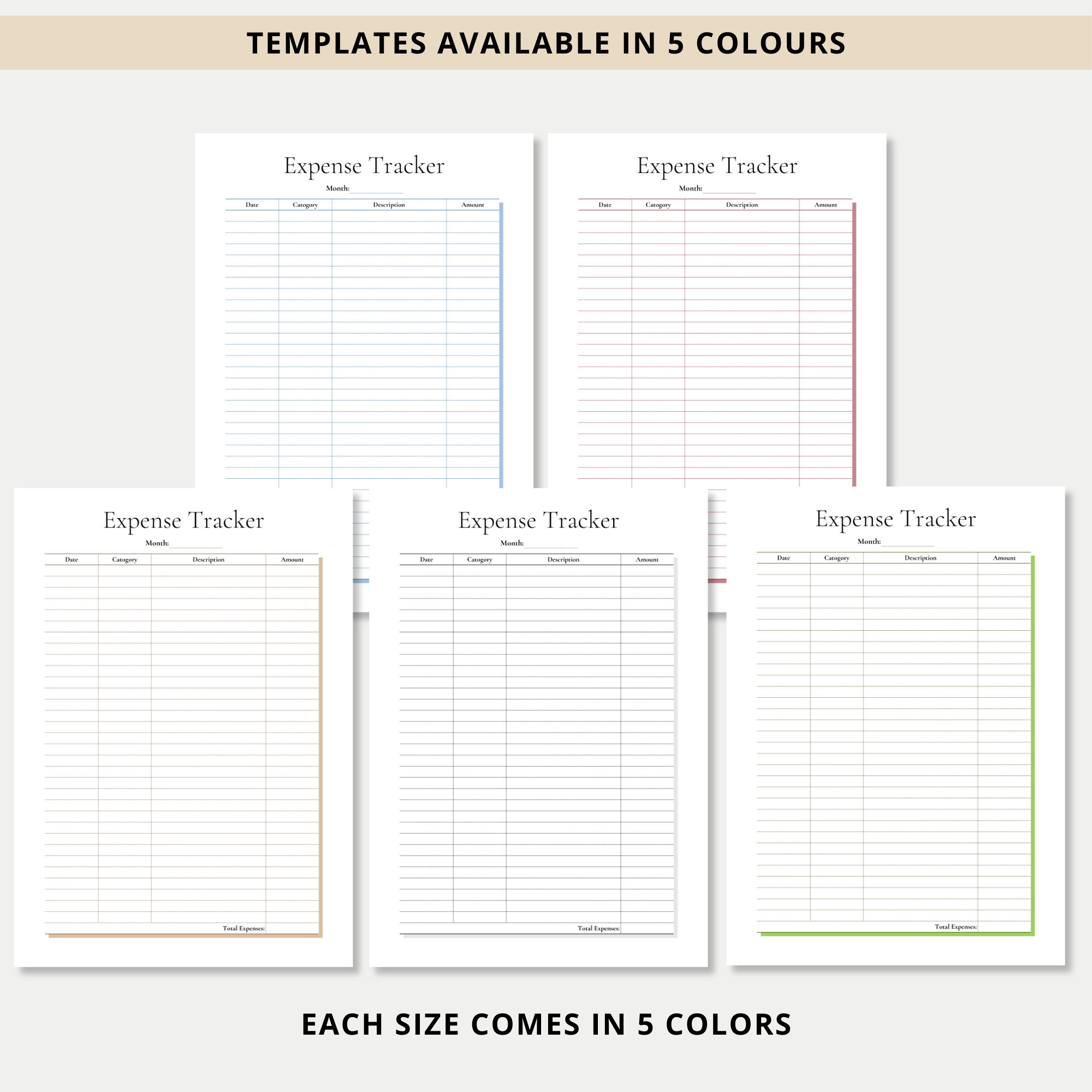 Expense Tracker Printable & Fillable Business Expense Log, Expense ...