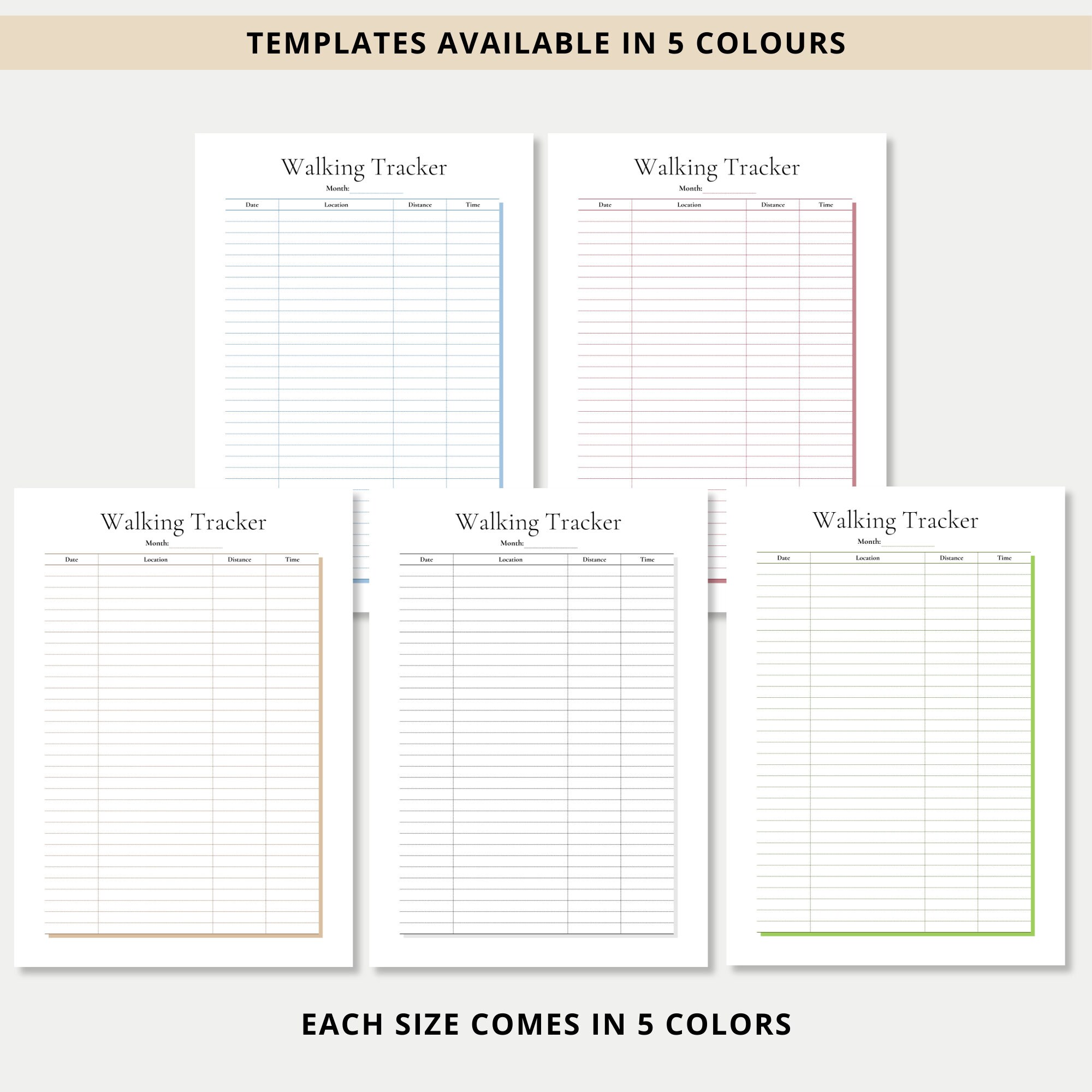 Walking Tracker Printable & Fillable, Step Tracker, Exercise Log, Daily ...