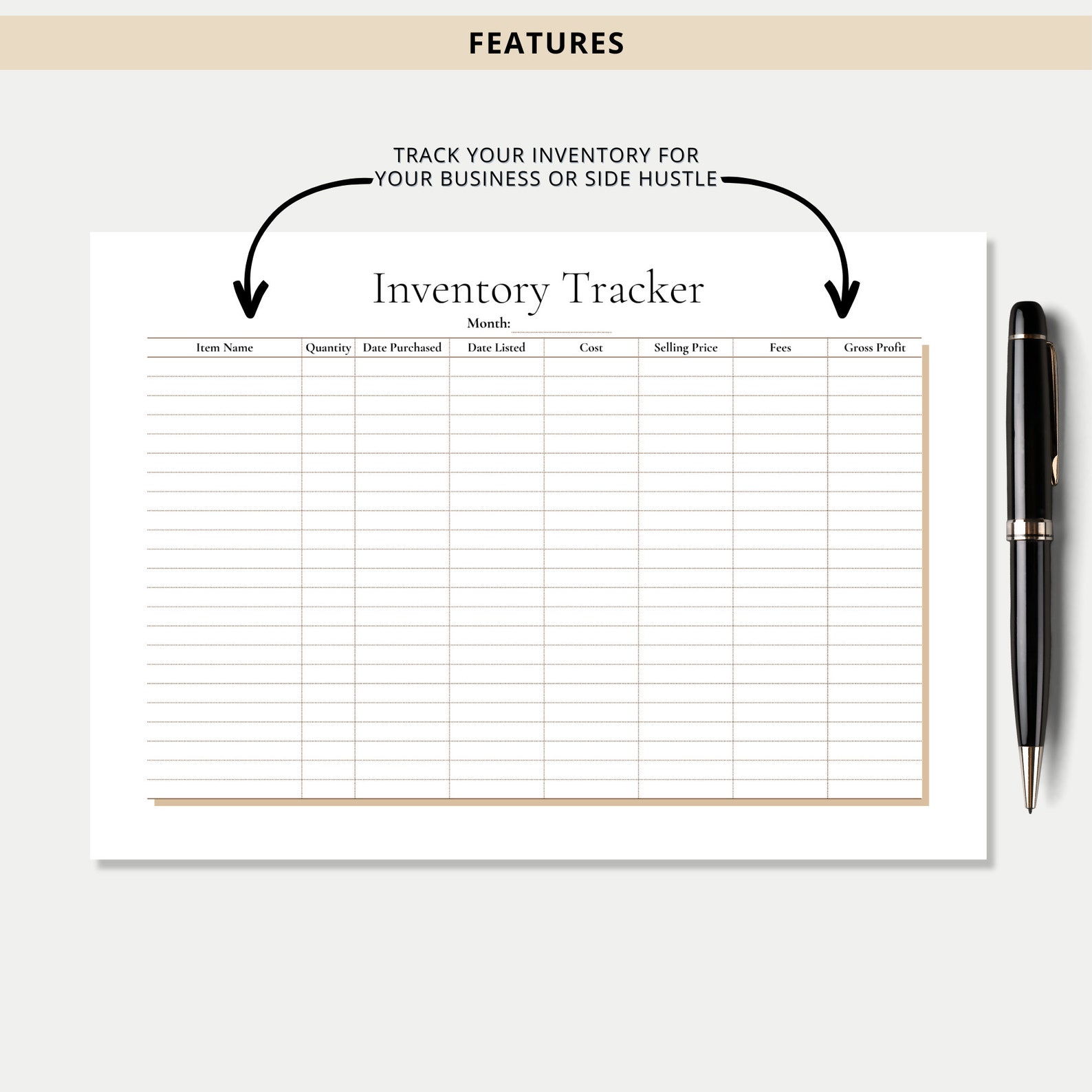 Inventory Tracker Sheet Printable & Fillable, Product Inventory Log ...