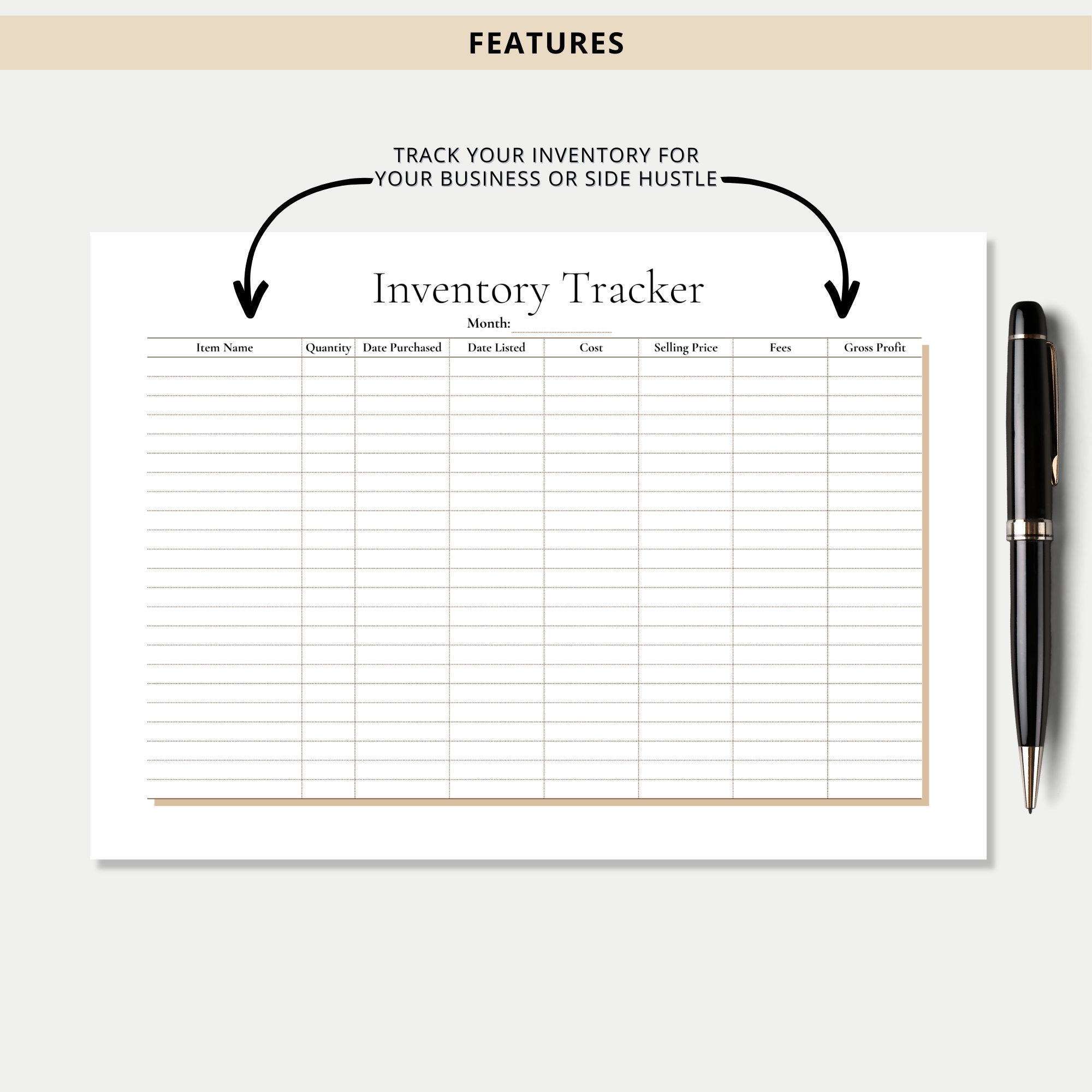 Inventory Tracker Sheet Printable & Fillable, Product Inventory Log ...