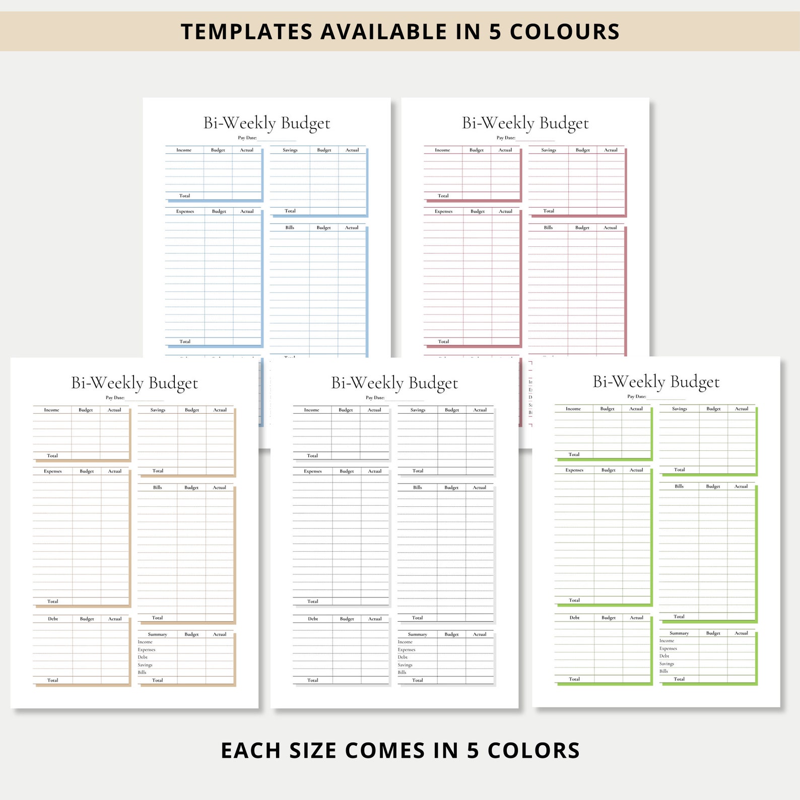 Bi-weekly Budget Planner Printable & Fillable Template, Biweekly ...