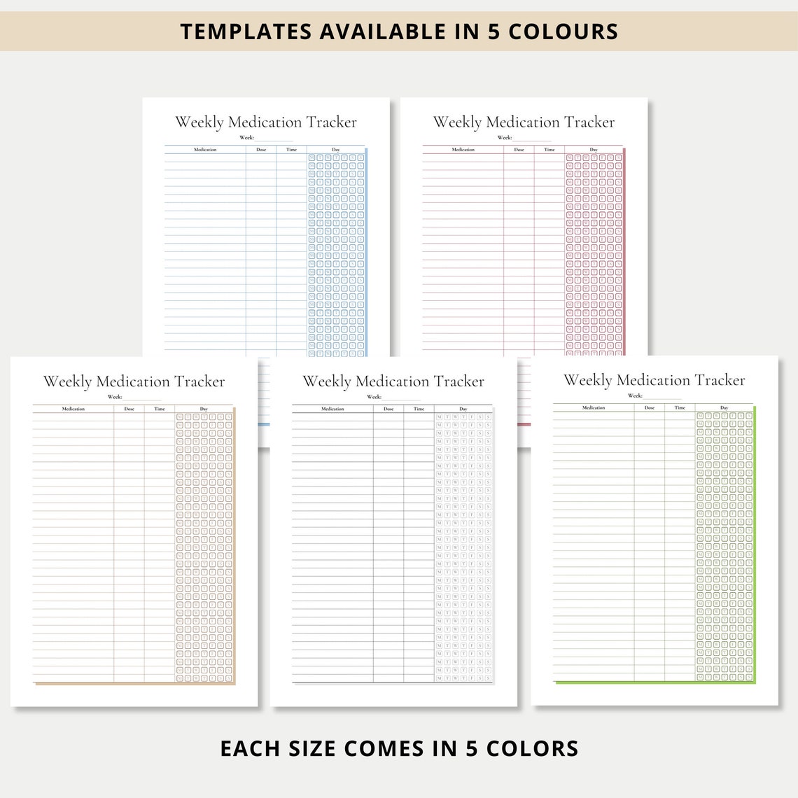Weekly Medication Tracker Printable & Fillable Medication - Etsy