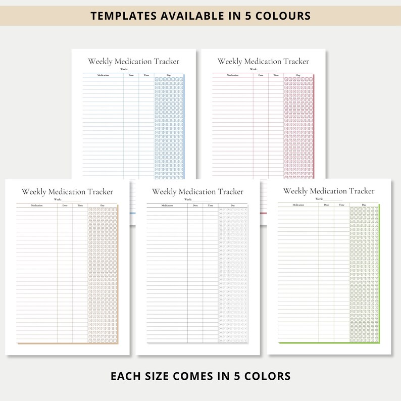 Weekly Medication Tracker Printable & Fillable Medication - Etsy