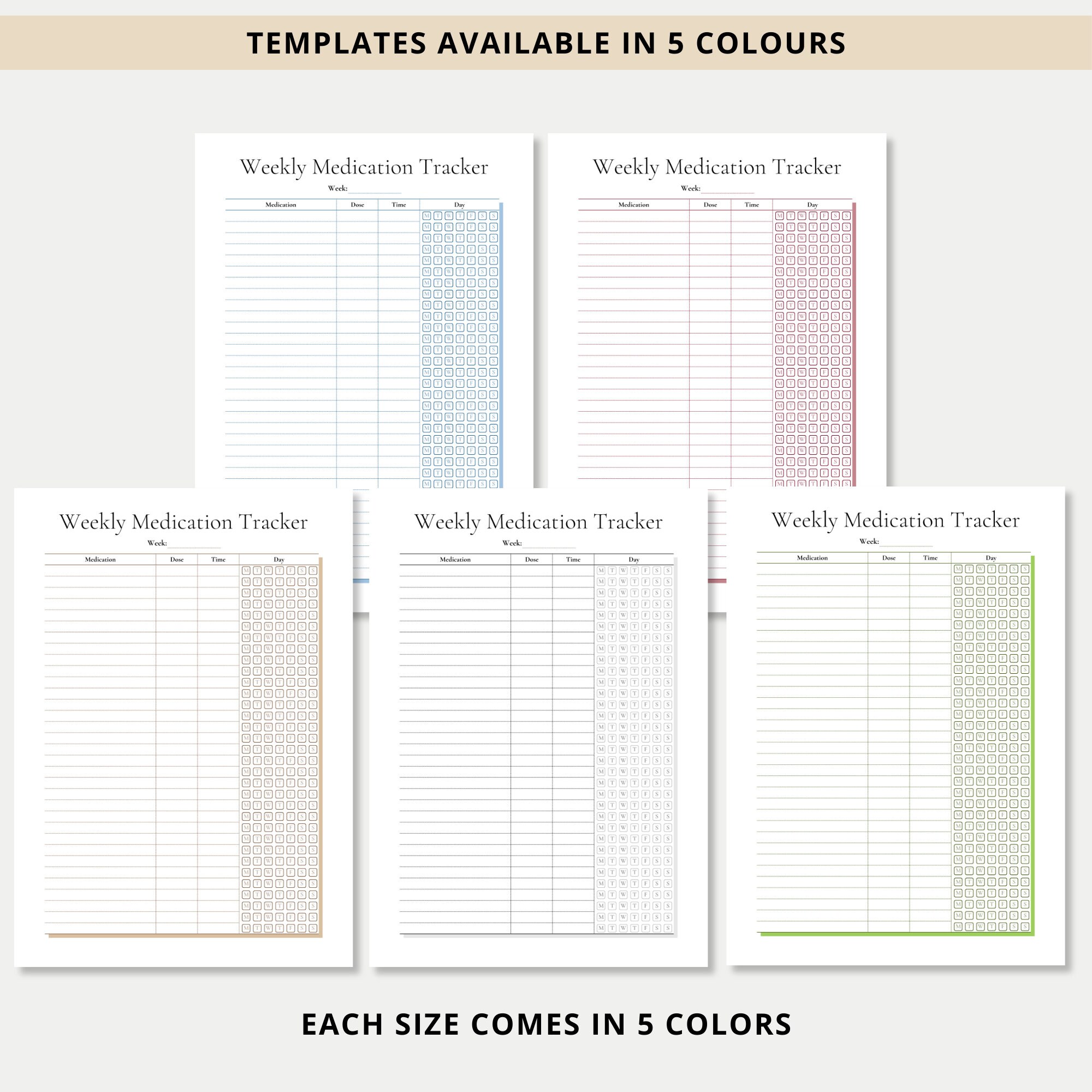 Weekly Medication Tracker Printable & Fillable, Medication Log, Daily ...
