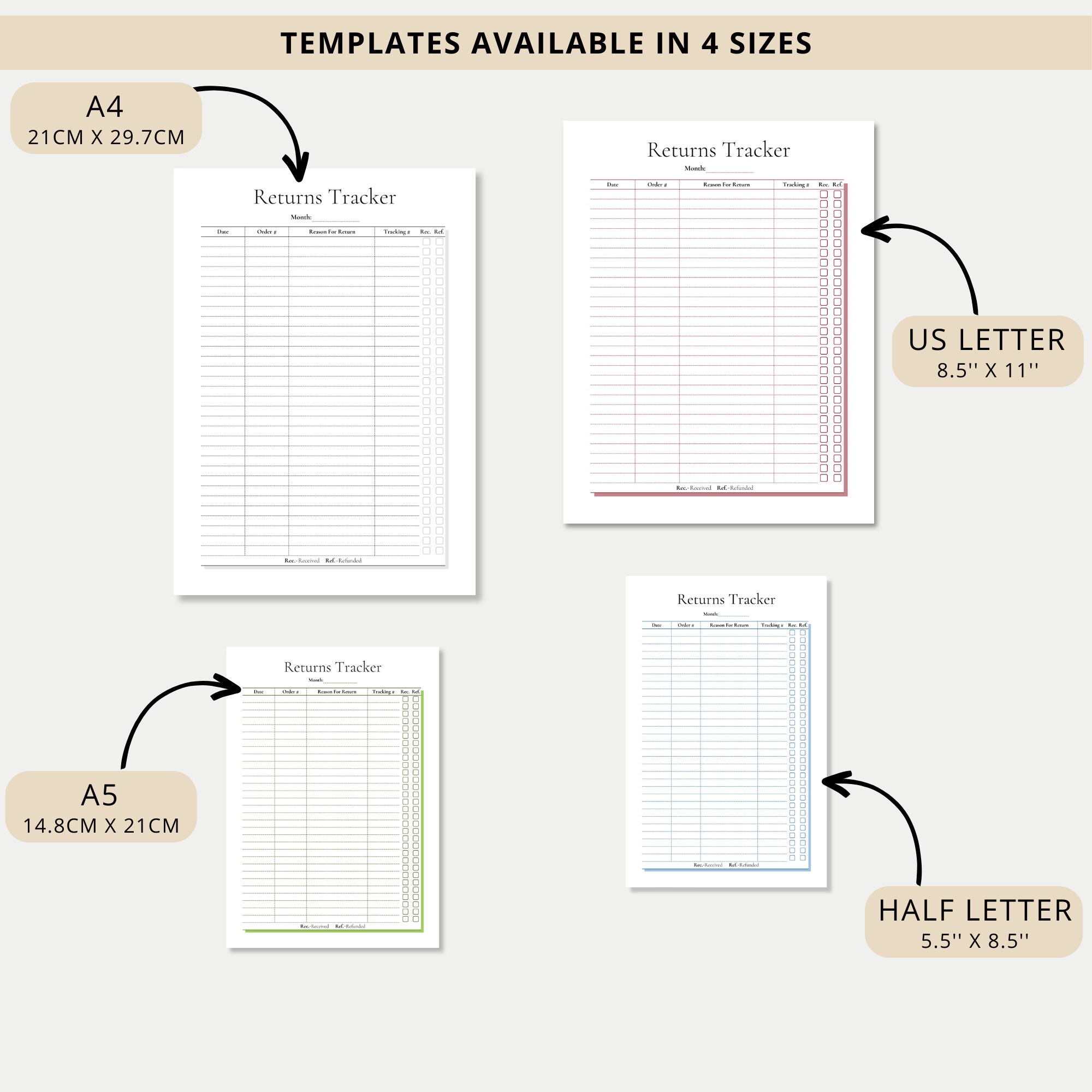 Return Tracker Printable & Fillable, Customer Order Return Log, Refund ...