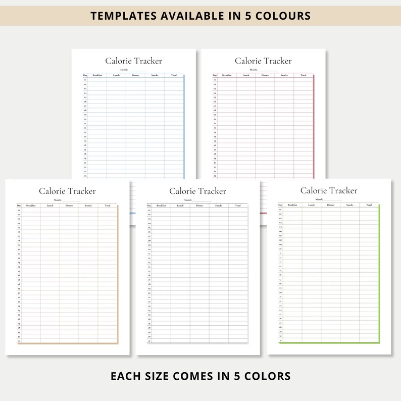 Daily Calorie Tracker Printable & Fillable, Calorie Counter Template ...