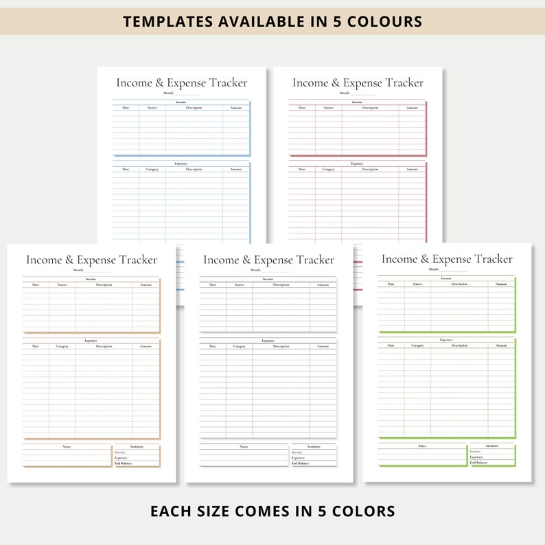 Income and Expense Tracker Printable & Fillable, Income Statement and ...