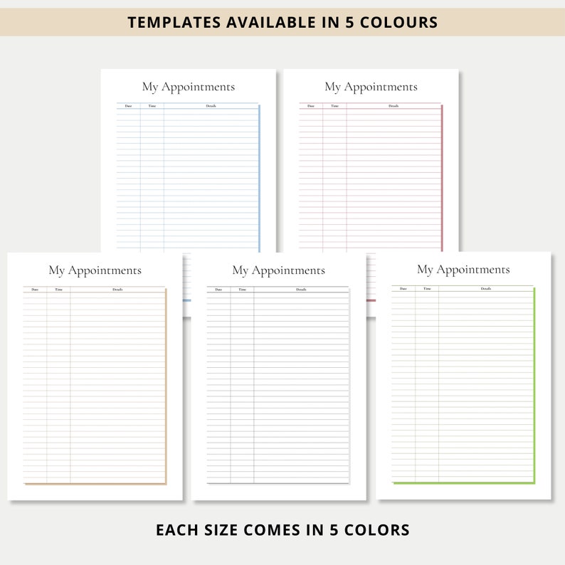 Appointment Tracker Printable & Fillable, Personal Appointments Planner ...