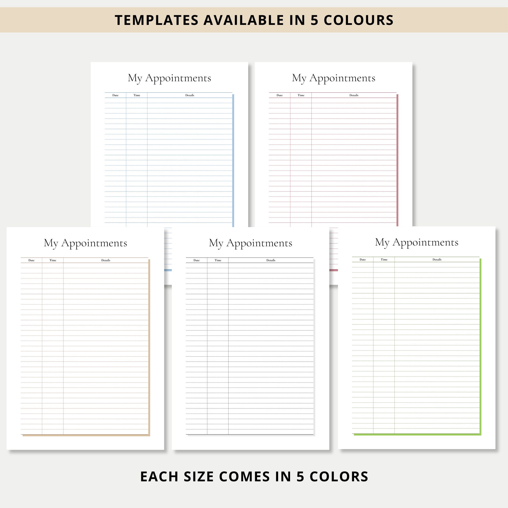 Appointment Tracker Printable & Fillable, Personal Appointments Planner ...