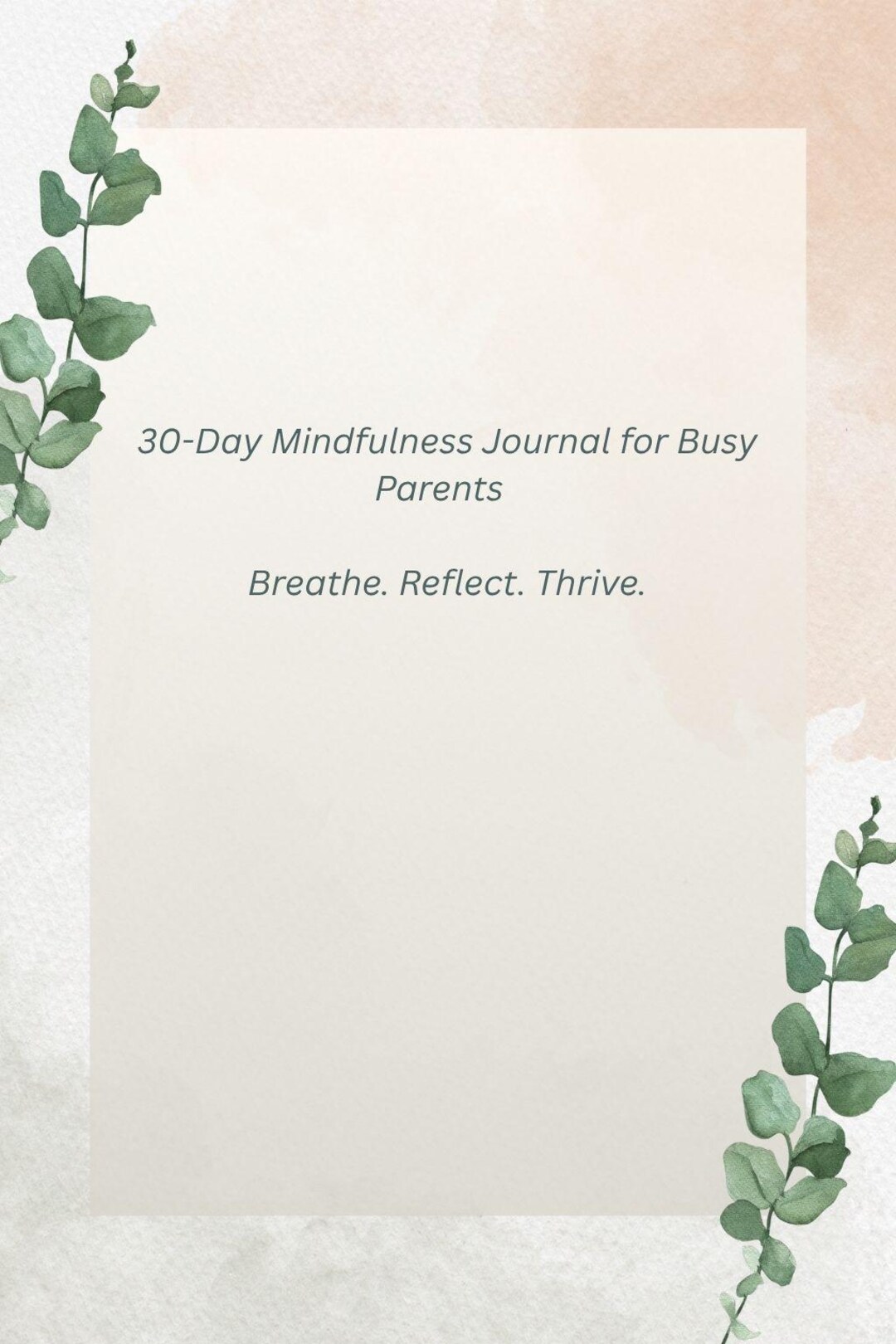 30-day Mindfulness Journal for Busy Parents, Daily Prompts, Self-care ...