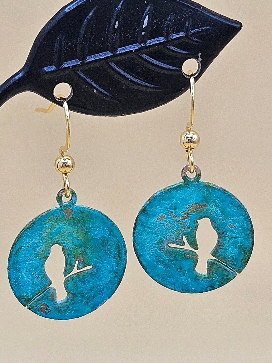 Small Round Bird Earrings Raw Brass 18k Gold Plated French - Etsy