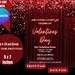 Editable Glittery Red Party Invitation Template | Valentines Party ...
