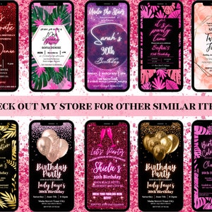 Tropical Birthday Invitation Template | Pink Palm Leaves (editable ...