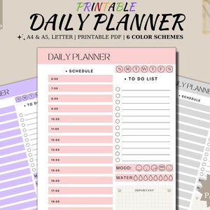 Daily Planner Printable Planner Day Tracker PDF Hourly Planner ...