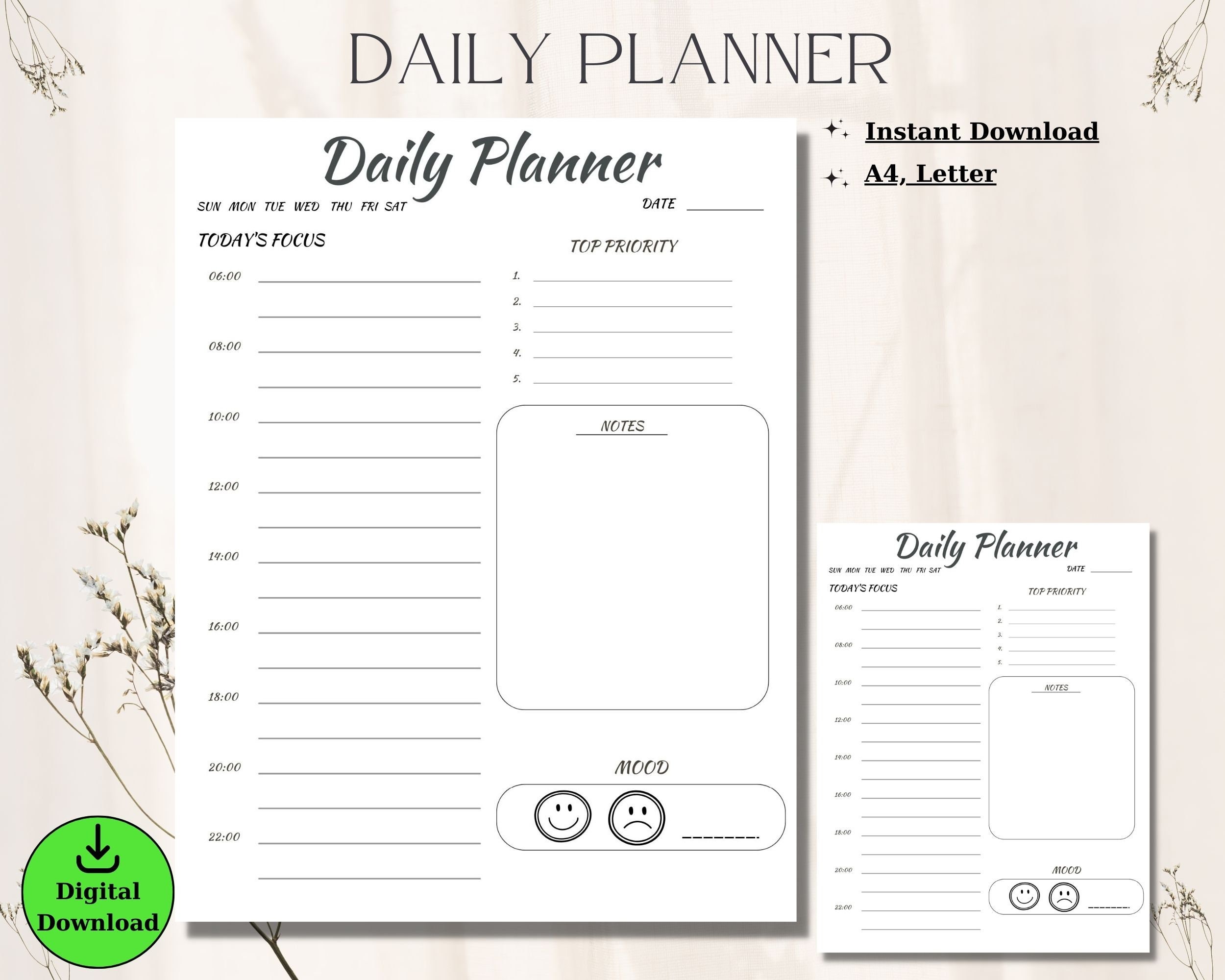 Daily Routine Planner, Printable Daily Planner, Daily Goal Planner ...