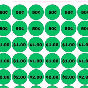 Yard & Garage Sale Stickers, Price Tag Labels, .75 Inch Round, Matte or ...