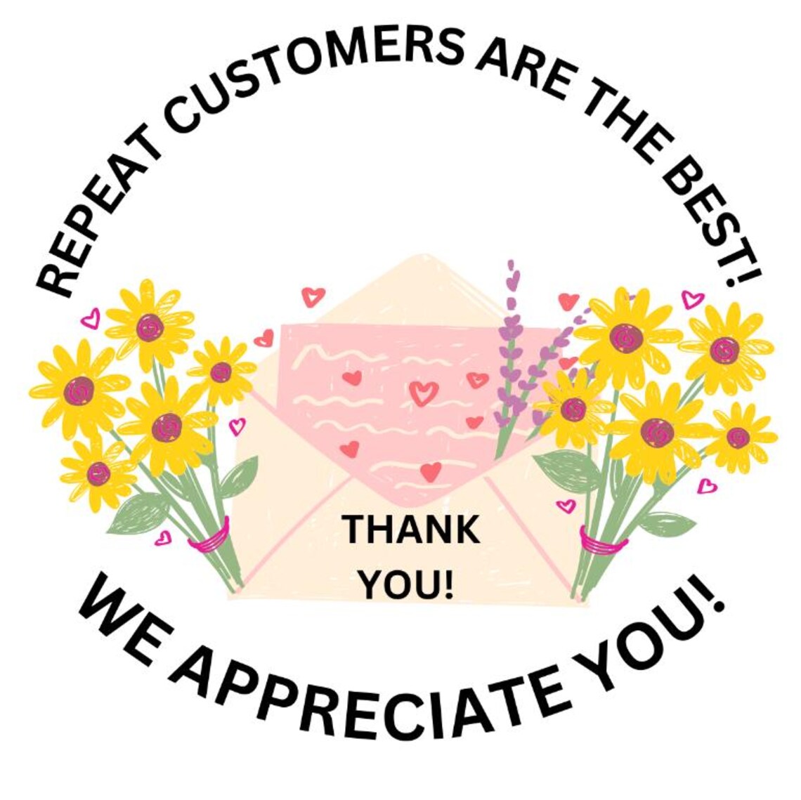 Floral Thank You Stickers | Repeat Customer Appreciation, Vinyl (1.0-3. ...