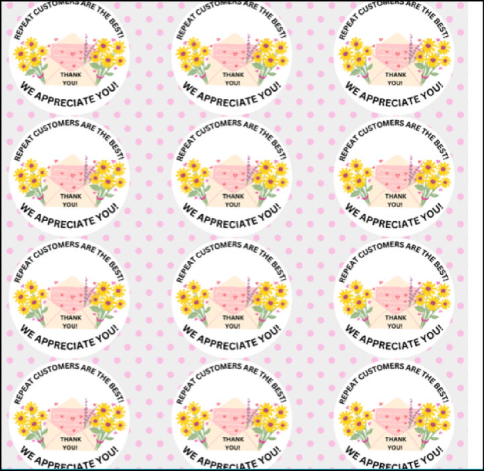 Floral Thank You Stickers | Repeat Customer Appreciation, Vinyl (1.0-3. ...