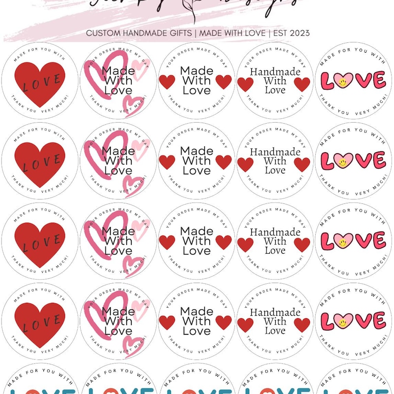 Made With Love Stickers - Etsy