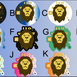 Leo Astrological Sign Zodiac Stickers, Round or Shaped Cut, Multiple ...